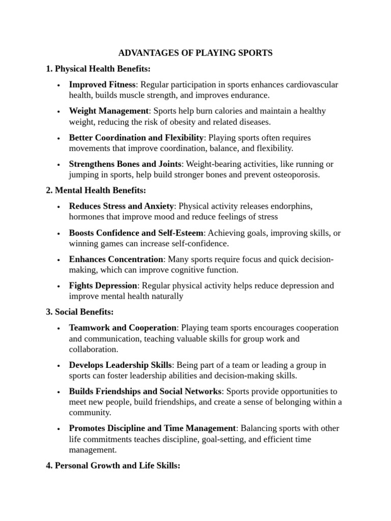 Advantages of Playing Sports | PDF | Psychological Resilience | Sports