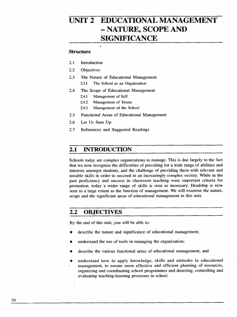 EDUCATIONAL MANAGEMENT NATURE, SCOPE AND SIGNIFICANCE | PDF ...