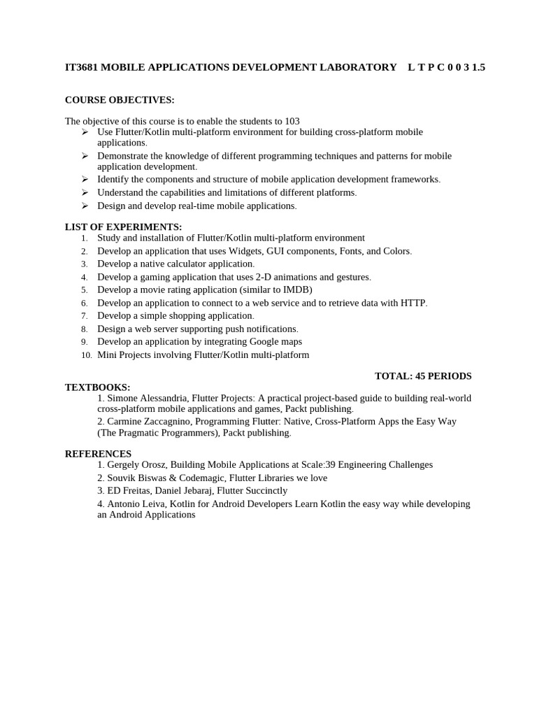 It 3681 Mad Lab Syllabus Pdf Mobile App Cross Platform Software