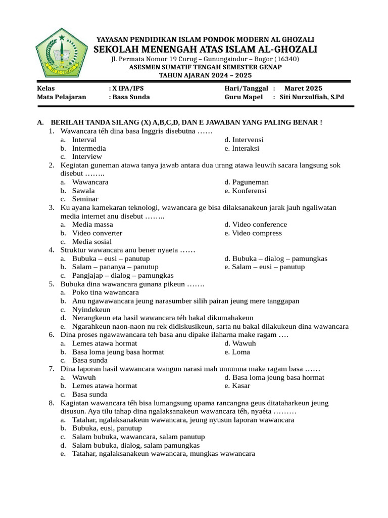 Soal Asts Genap Basun X | PDF