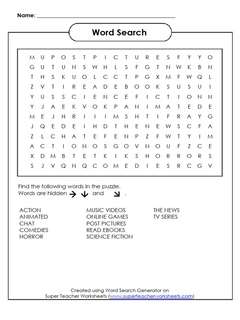 Super Teacher Worksheets Word Search | PDF | Word Search | Word Puzzles