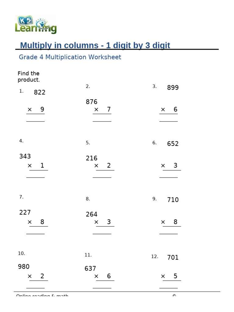 grade-4-multiply-columns-1-digit-3-digit-a | PDF