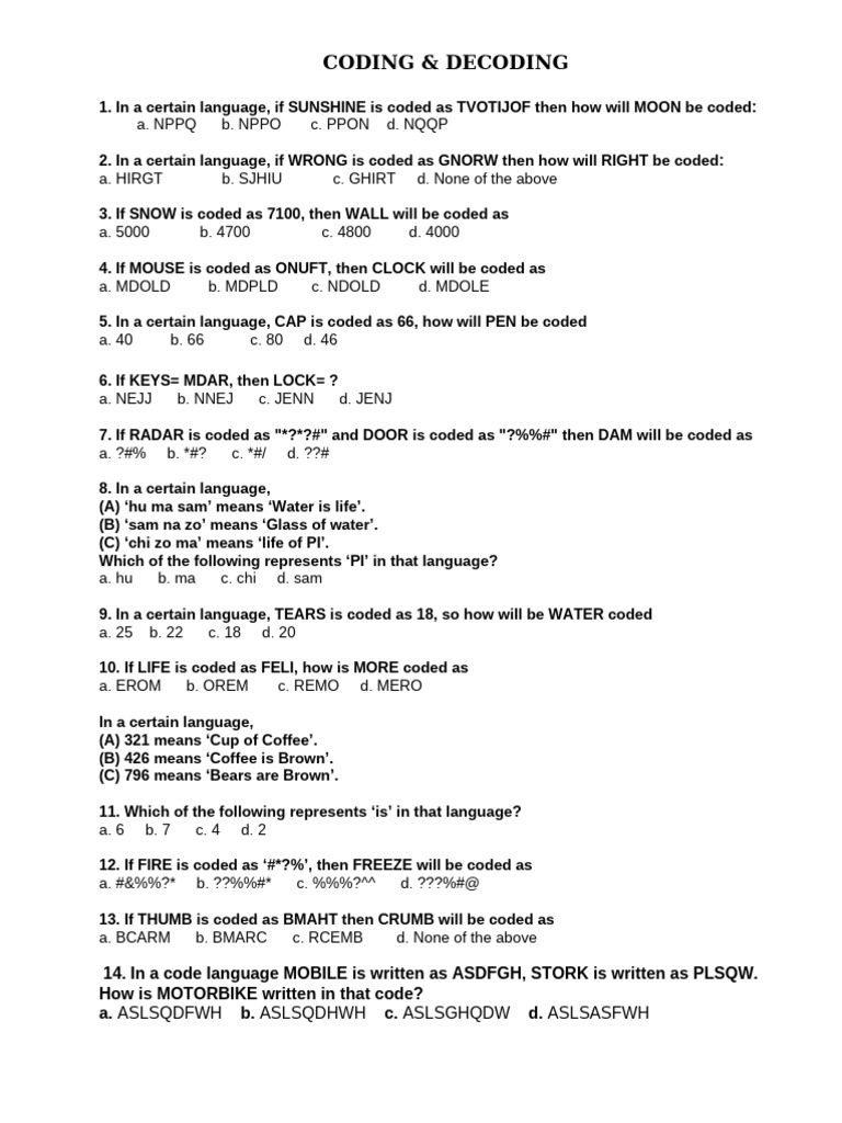 Coding Decoding | PDF