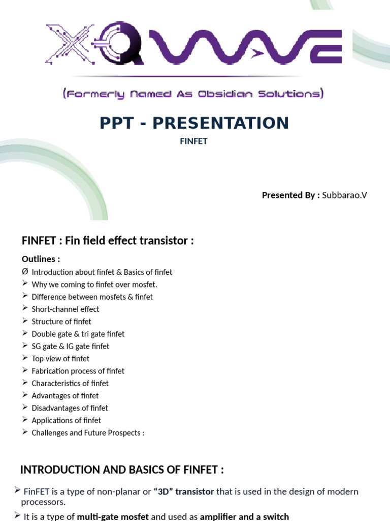 Finfet Presentation - Copy | PDF | Field Effect Transistor | Mosfet