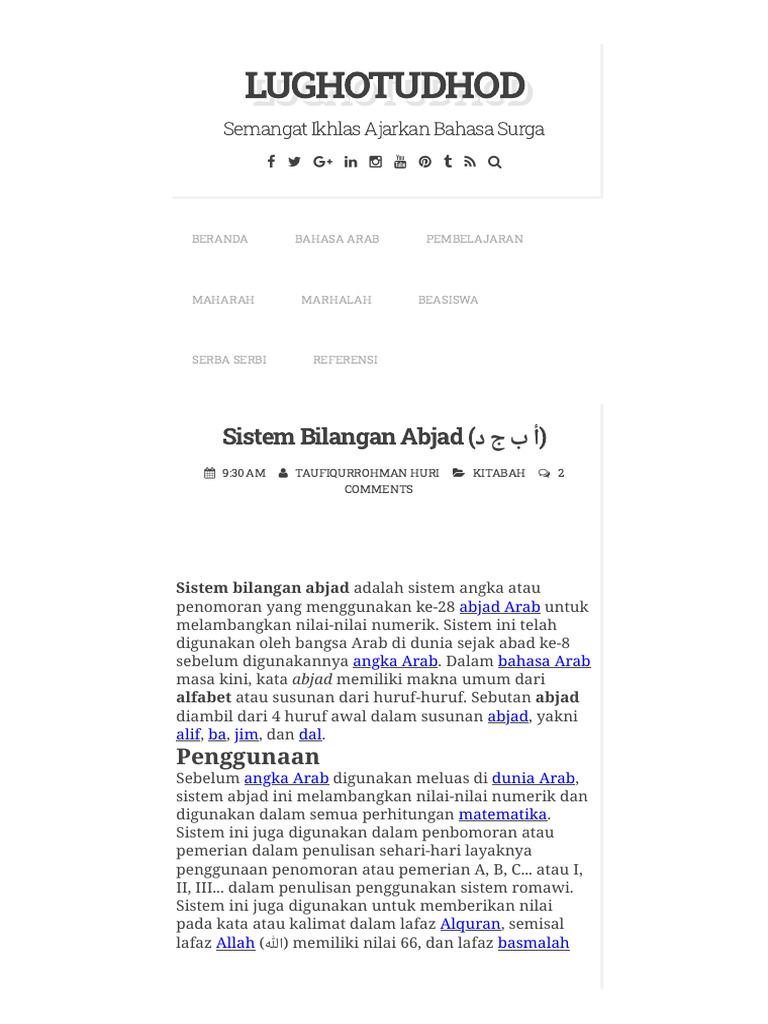Sistem Bilangan Abjad (أ ب ج د) | PDF