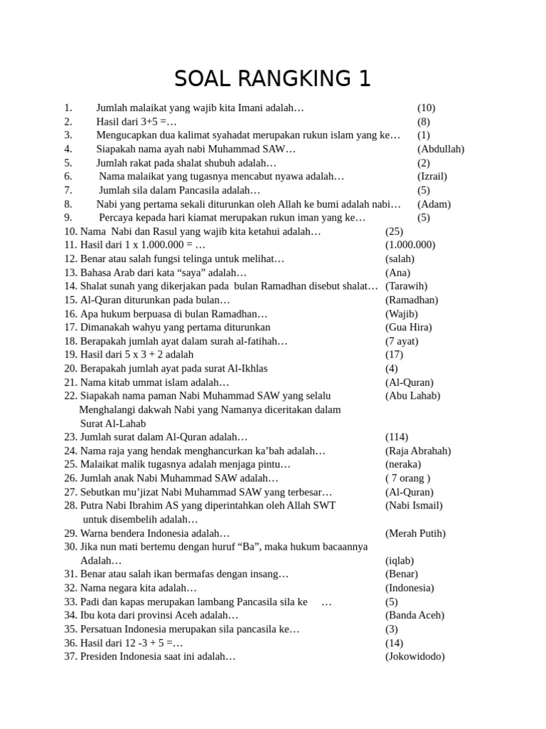 Soal Rangking 1 | PDF