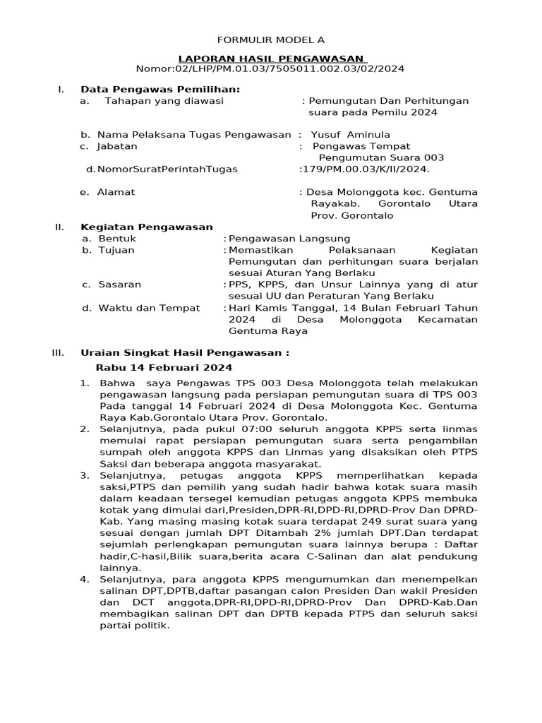 Laporan Pengawasan Pemilu 2024 | PDF