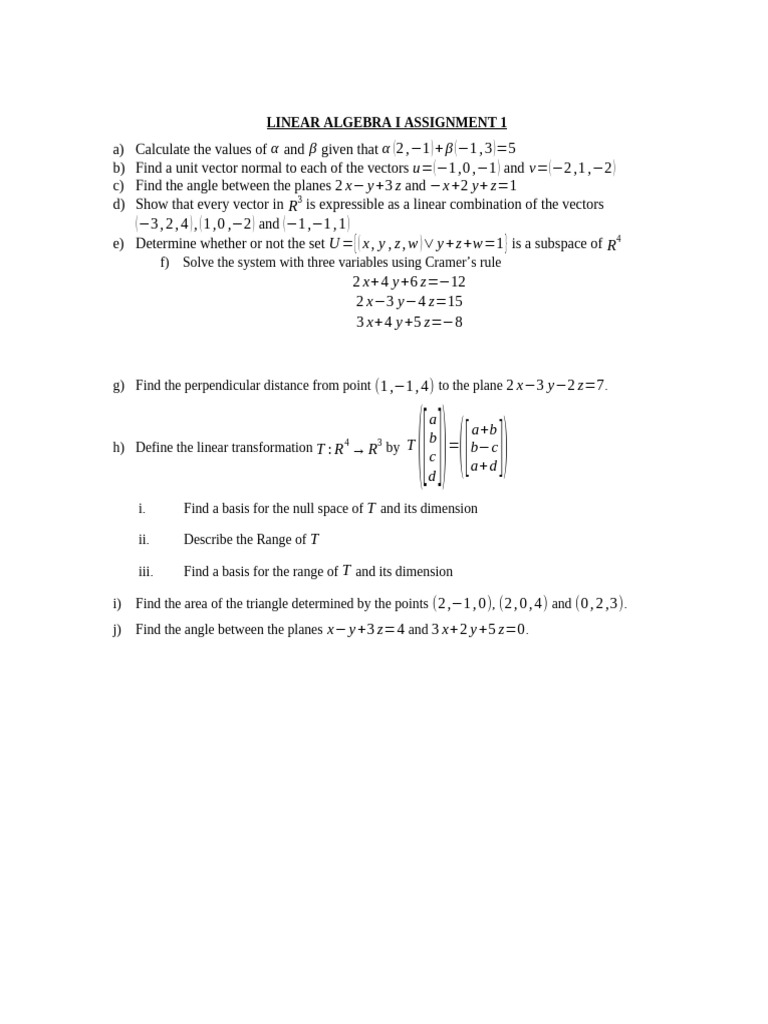 Linear Algebra 1 (2) | PDF