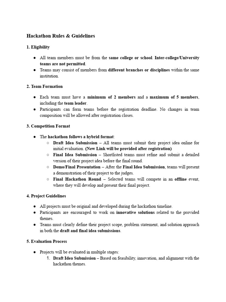 Hackathon Rules & Guidelines | PDF | Evaluation | Computing