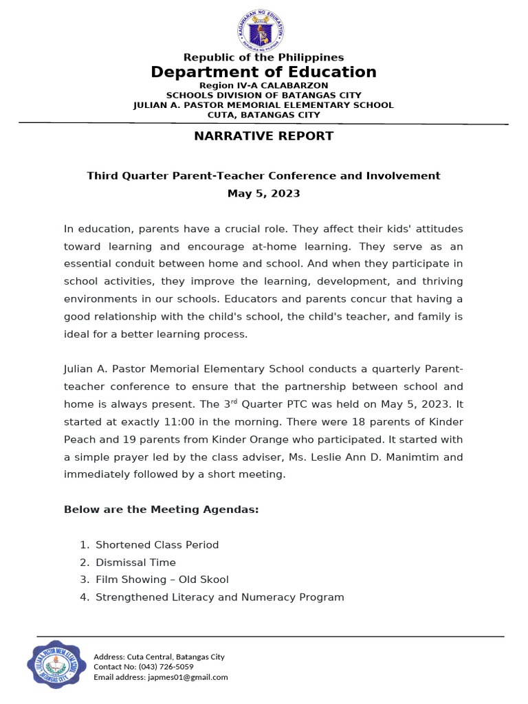 Third Quarter PTC Report 2023 | PDF | Cognition | Behavior Modification