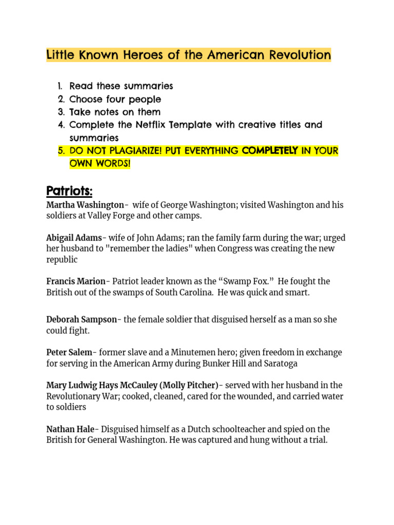 Unsung American Revolution Heroes | PDF | American Revolutionary War ...