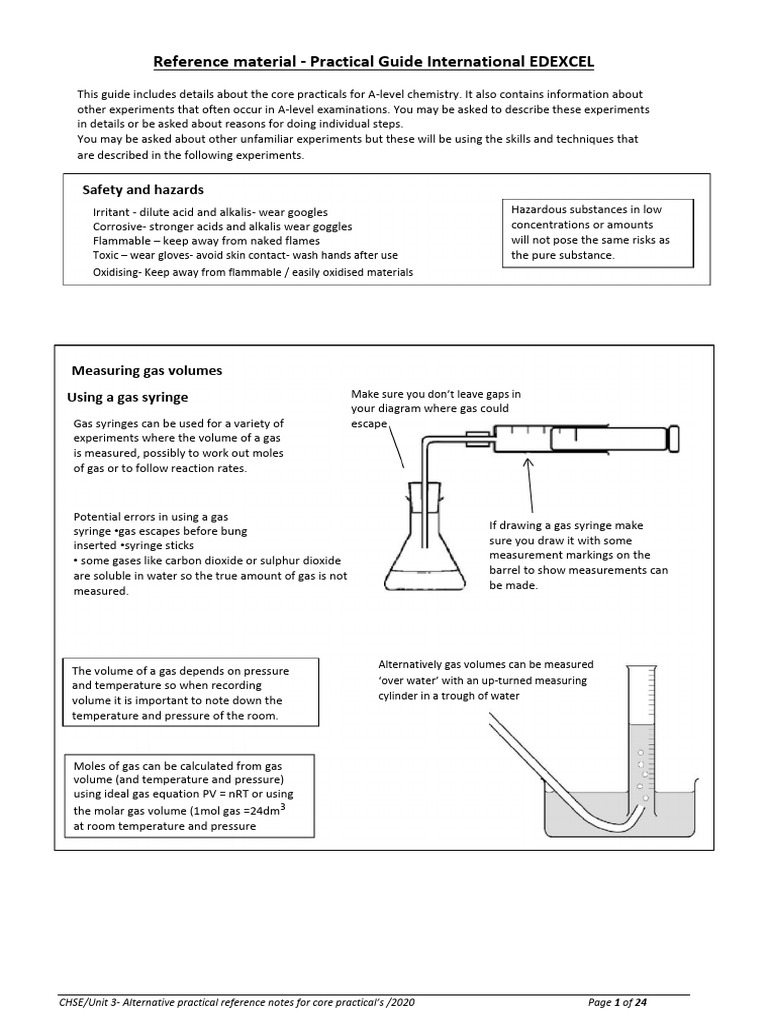 Unit 3 Core Practical Reference | PDF | Titration | Chemistry