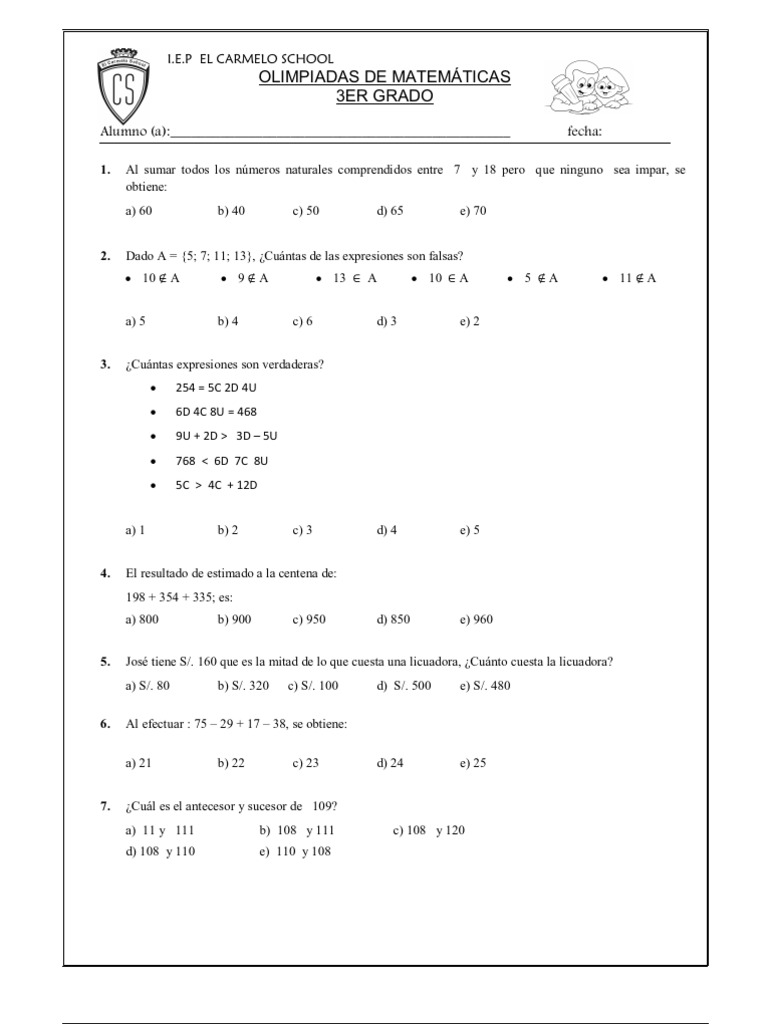Olimpiadas de Matemáticas_ 3er grado