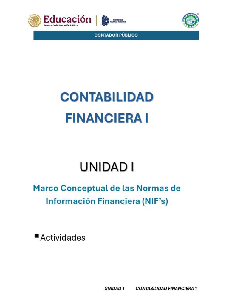 CONTA FINANCIERA ACTIVIDADES UNIDAD 1 Marco Conceptual de Las Normas de ...