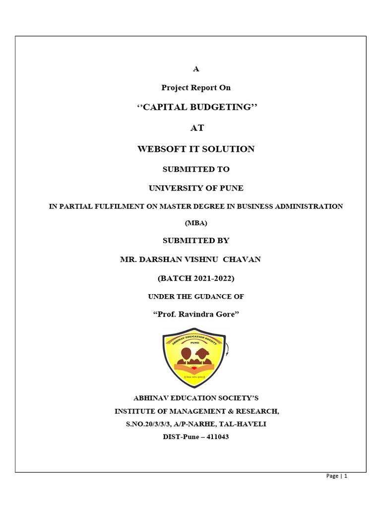 Project Darshan Capital Budgeting | PDF | Capital Budgeting | Investing