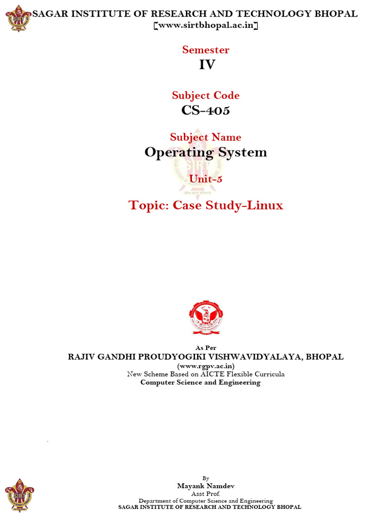 Unit 5 OS LINUX Case Study RGPV | PDF | Kernel (Operating System) | Virtualization