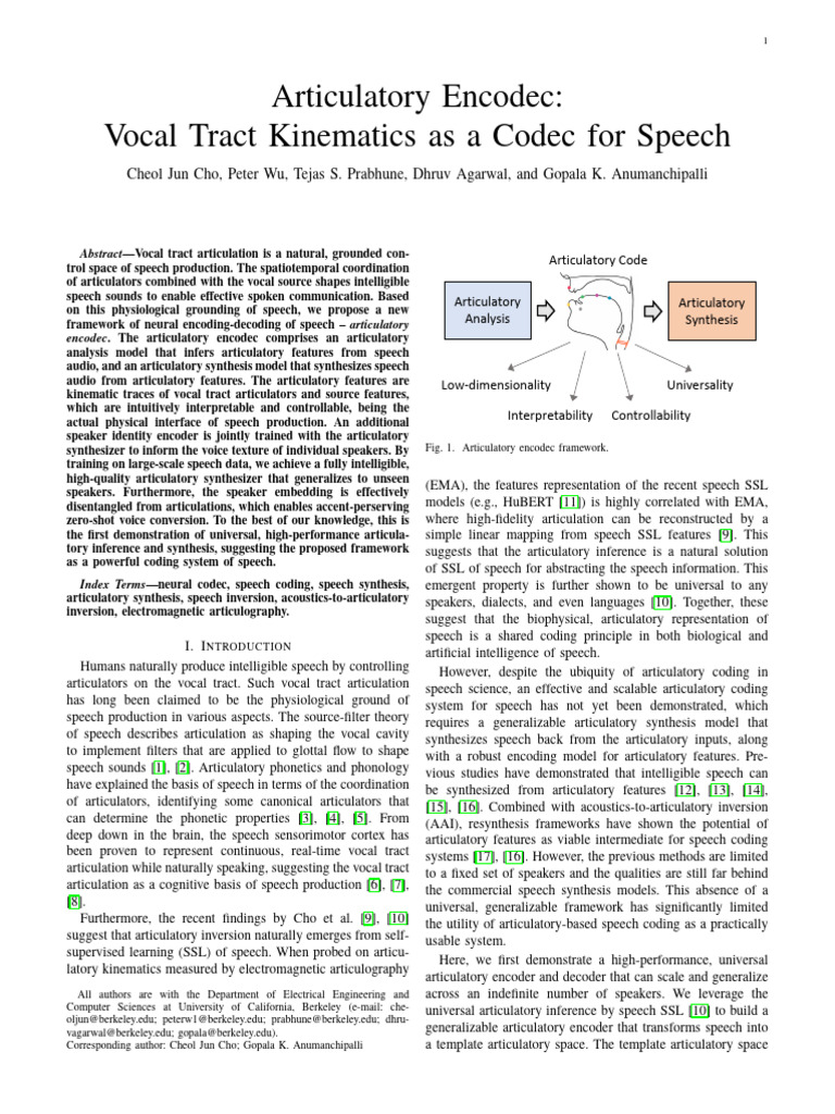 Articulatory Encodec: Vocal Tract Kinematics as a Codec for Speech ...