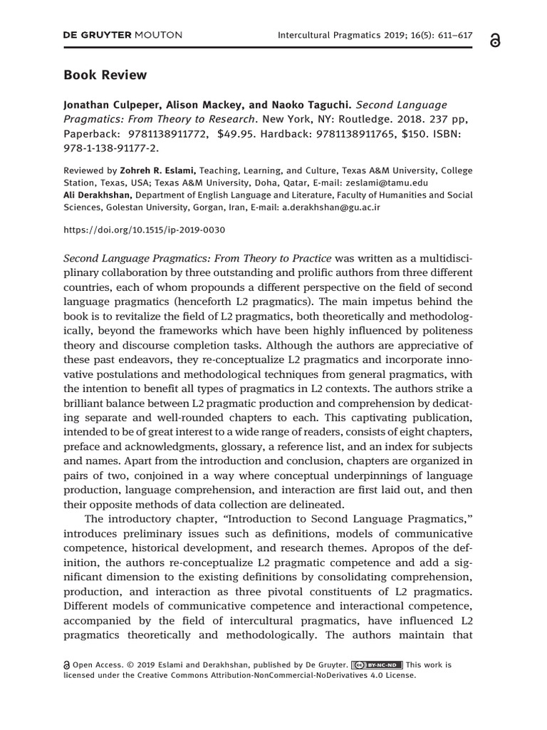Second Language Pragmatics From Theory To Practice Review 2 | PDF ...