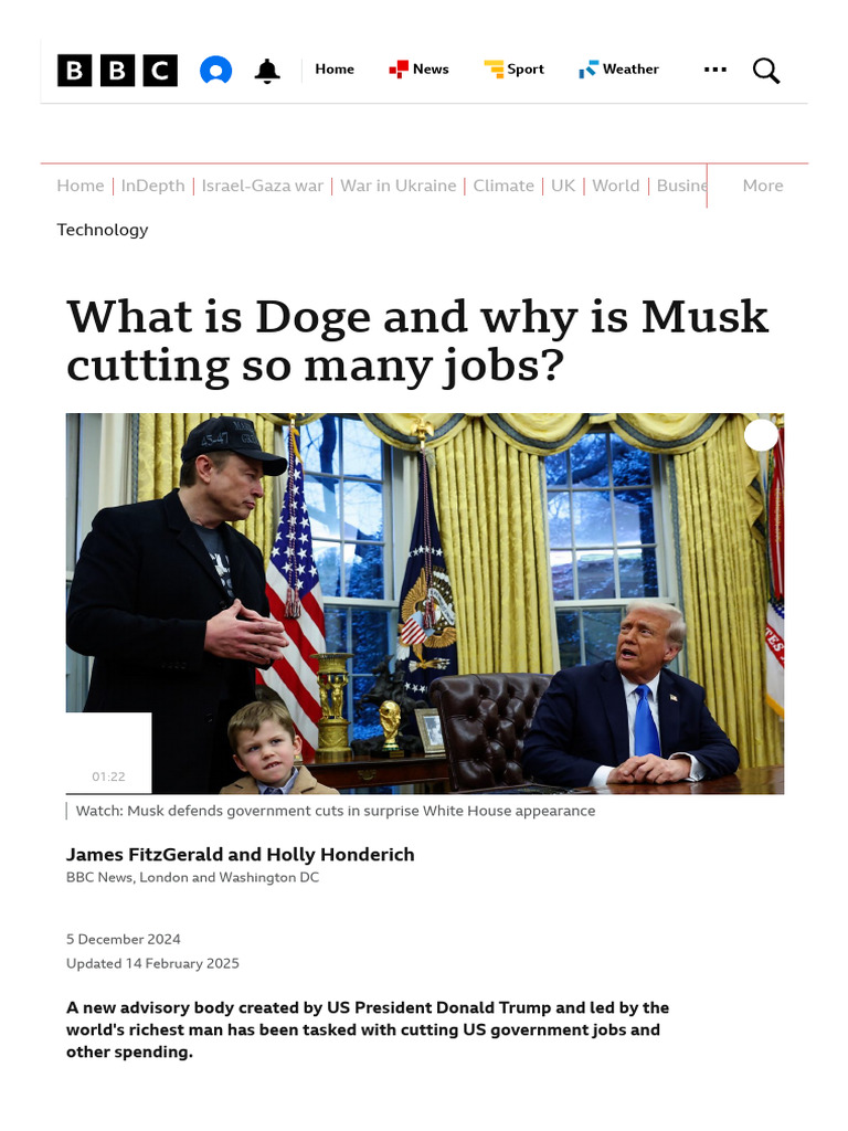 What Is Doge and Why Is Musk Cutting So Many Jobs - BBC News | PDF ...