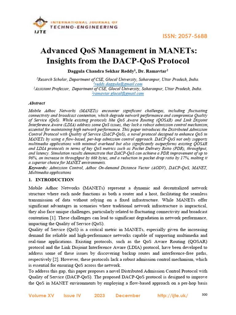 Advanced-QoS-Management-in-MANETs-Insights-from-the-DACP-QoS-Protocol | PDF | Quality Of Service ...