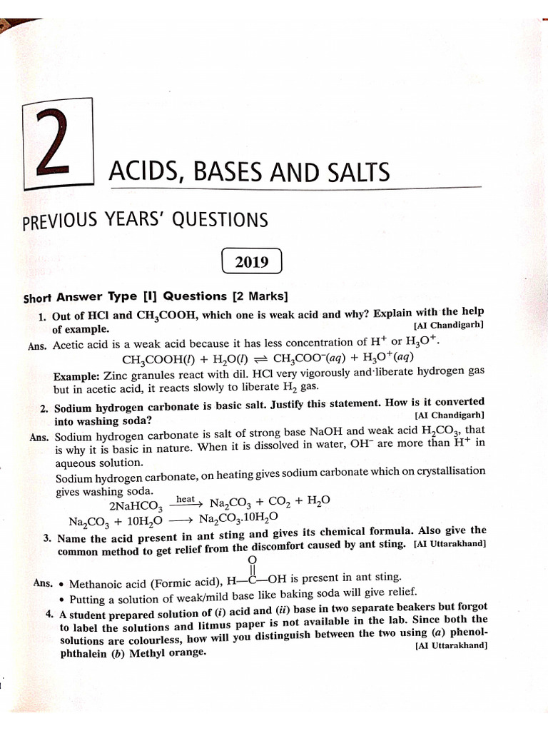 Acid, Base & Salt PYQ | PDF