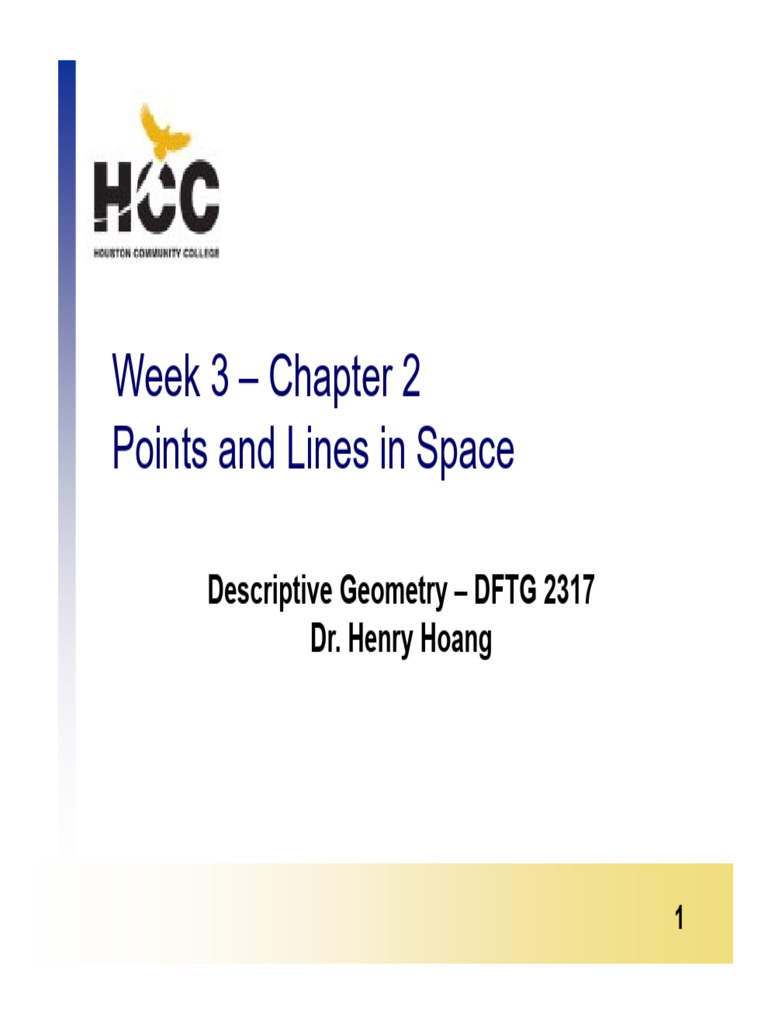 Week 3 Lecture - Chapter 2 Points and Lines in Space | PDF | Line ...