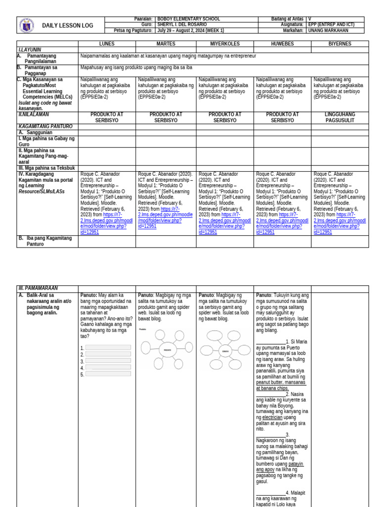 G5 Q1W1 DLL Epp-Ict | PDF