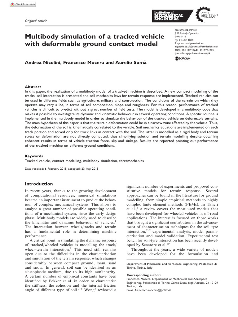 Multibody Simulation of A Tracked Vehicle | PDF | Force | Stress ...