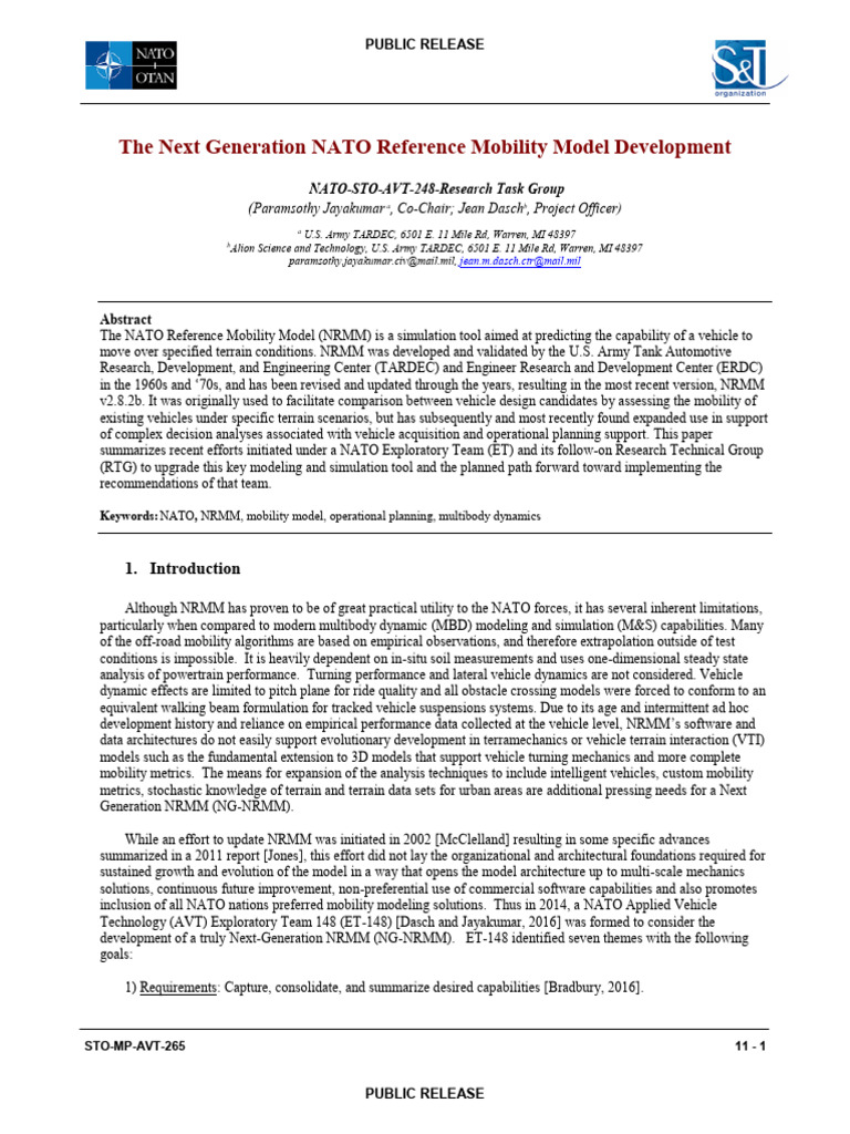 The Next Generation NATO Reference Mobility Model Development | PDF ...