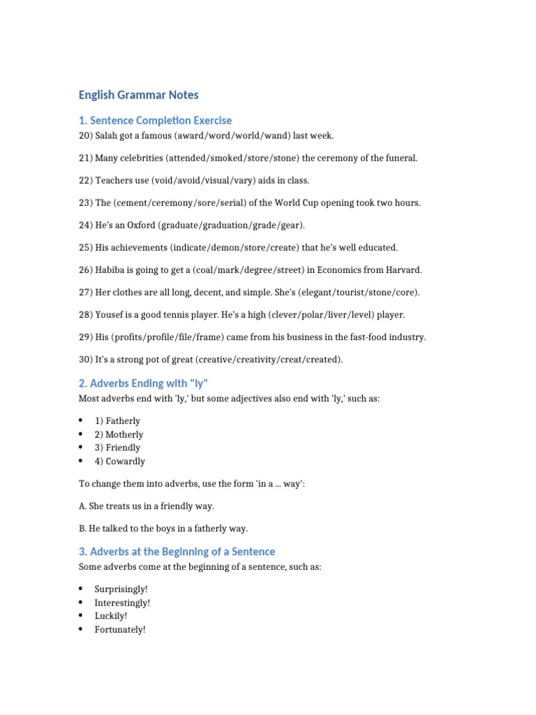 English Grammar Notes | PDF