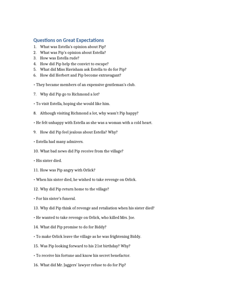 Great Expectations Character Insights | PDF | Estella (Great ...