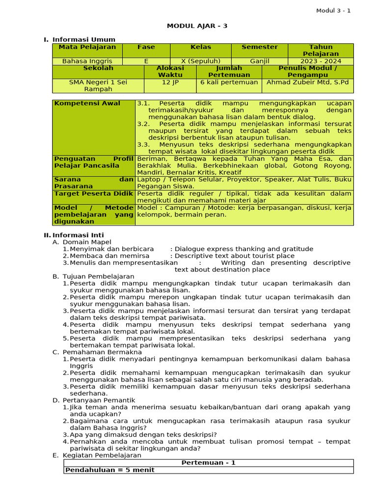 Modul Ajar - 3 | PDF
