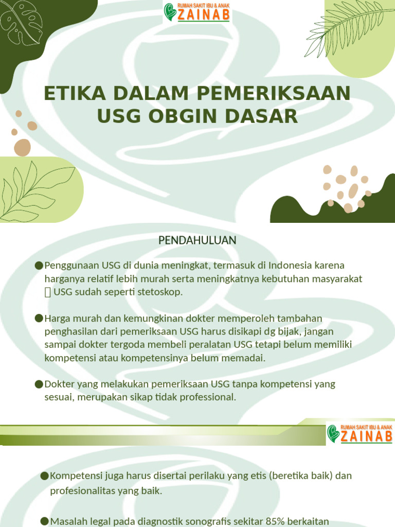 Zainab - Etika Dalam Pemeriksaan Usg Obgin Dasar | PDF