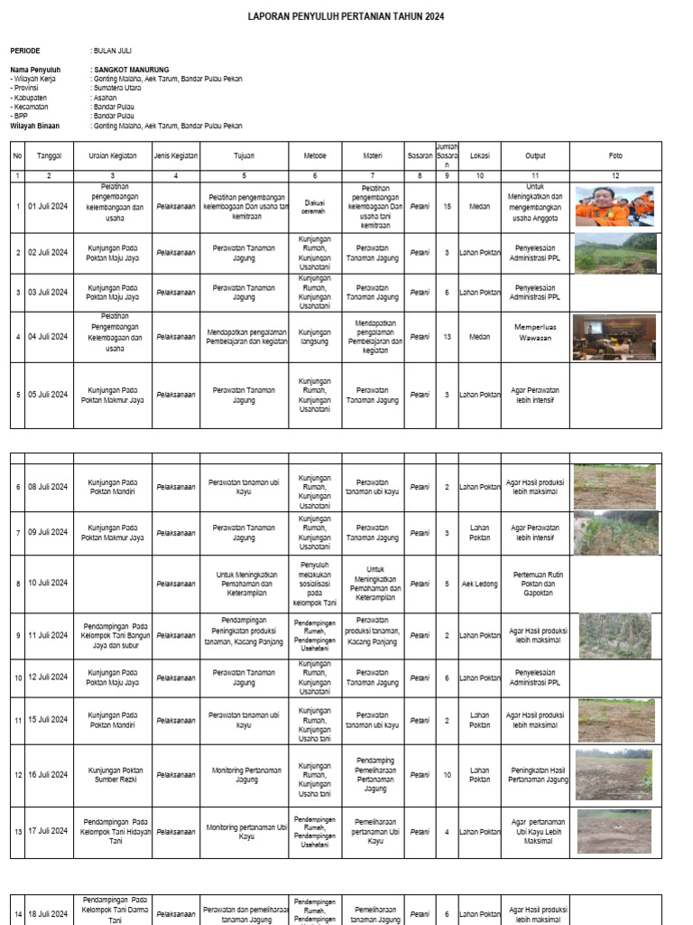 LAPORAN JULI TAHUN 2024 SANGKOT | PDF