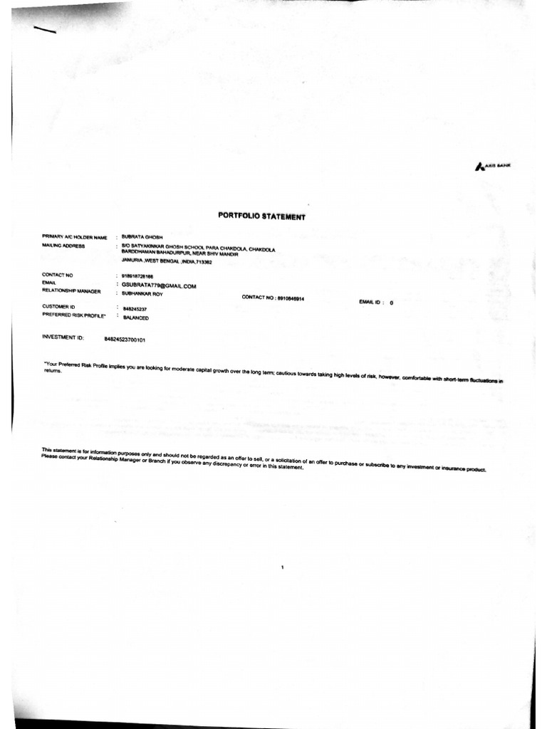 Portfolio Statement | PDF