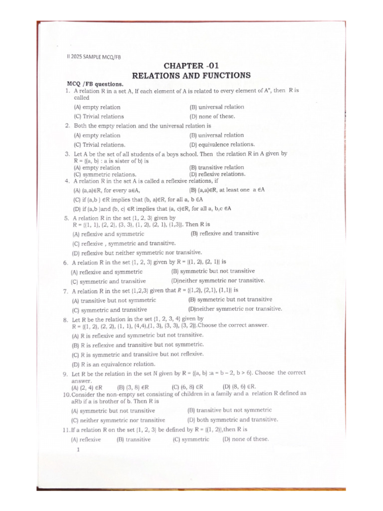 Chapter Wise Mcq's 2024-25 (Second Puc) | PDF