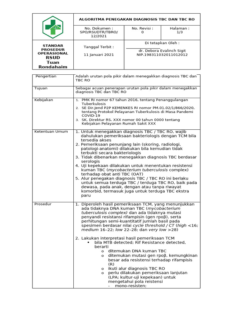 012-Spo-Algoritma Diagnosis TBC | PDF
