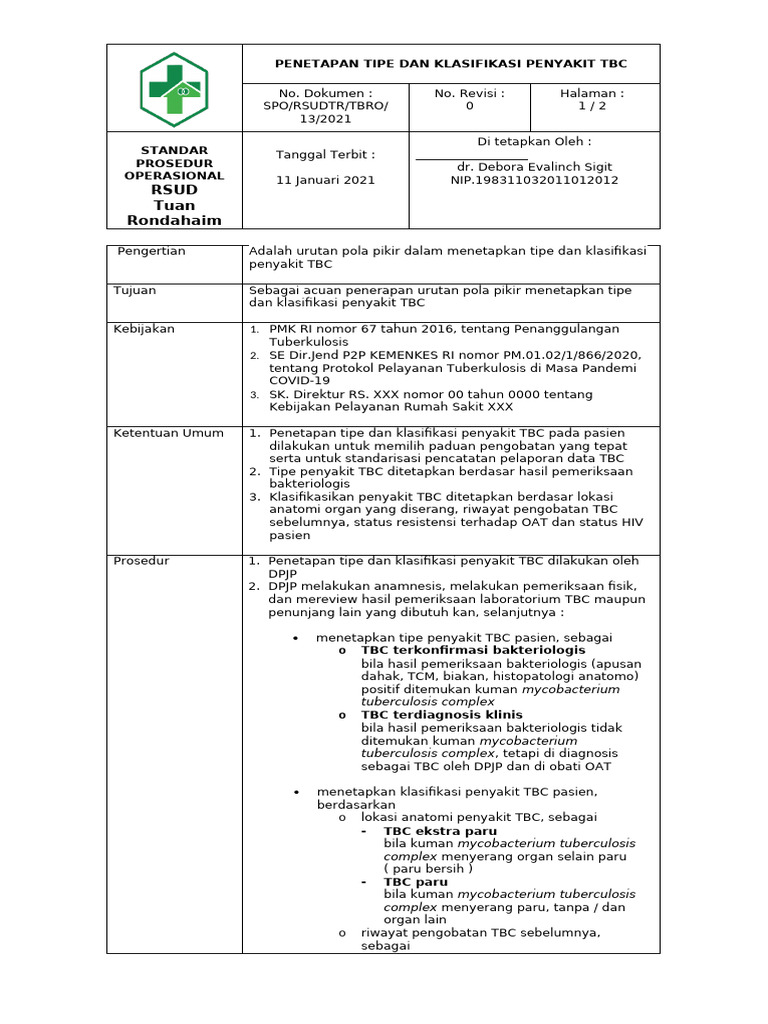 013-Spo-Penetapan Tipe Dan Klasifikasi TBC | PDF