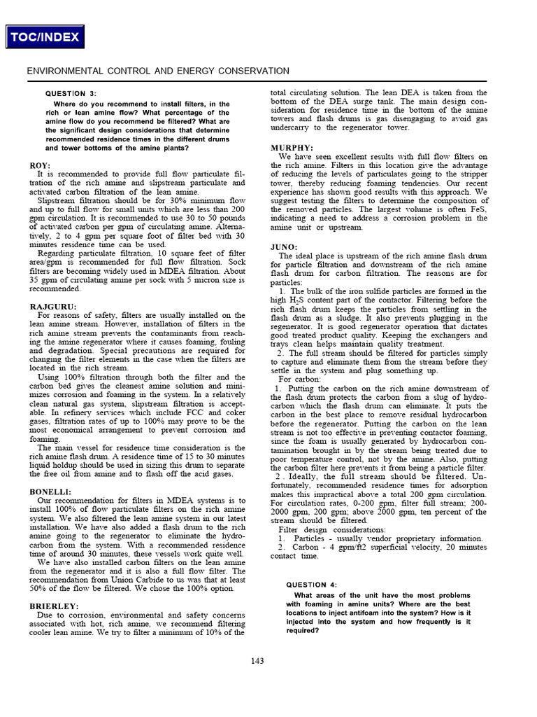 Amine Unit Foaming - NPRA 1993 | PDF | Filtration | Amine