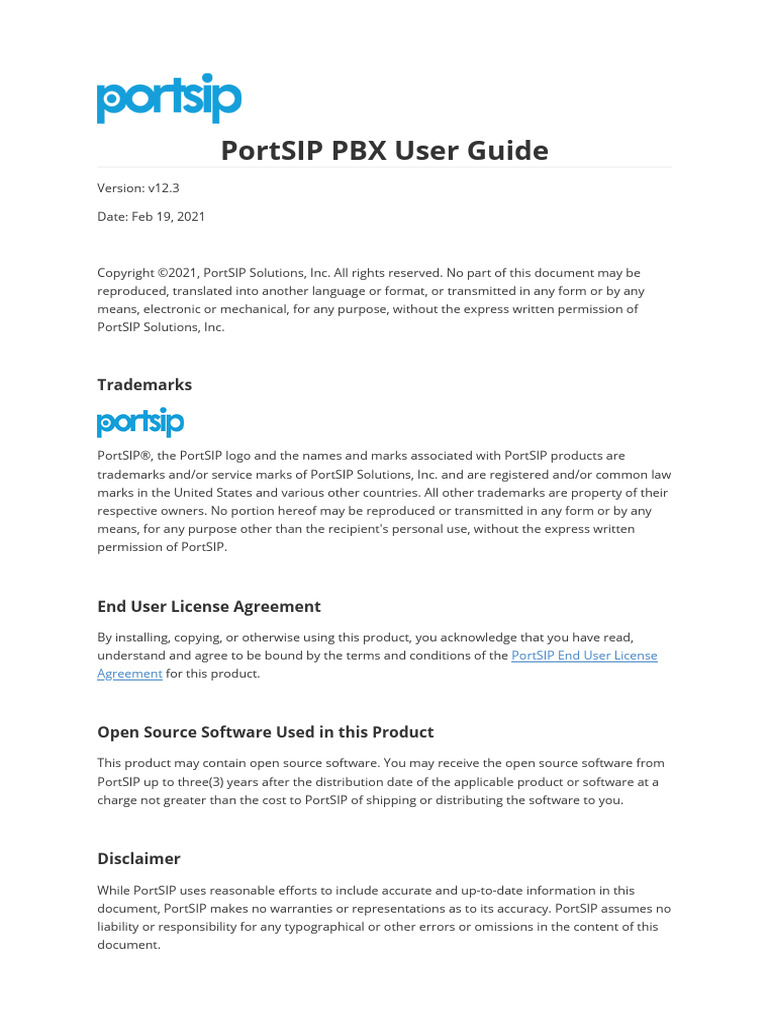 Portsip Pbx User Guide v12.3 En | PDF | Session Initiation Protocol ...