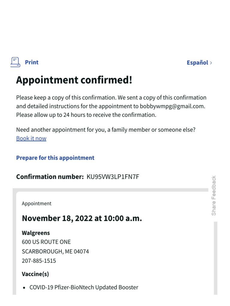 Walgreens COVID-19 Vaccine Appointment Confirmation | PDF | Global ...