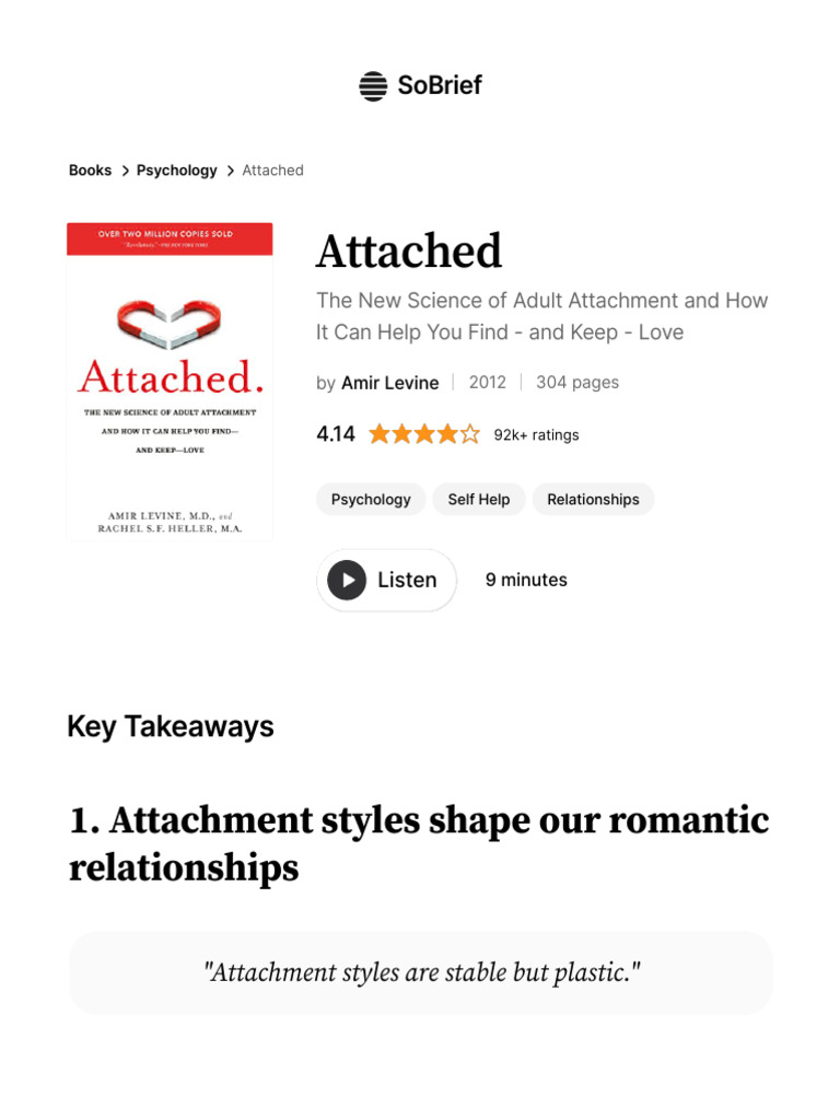 attached | PDF | Attachment Theory | Intimate Relationships