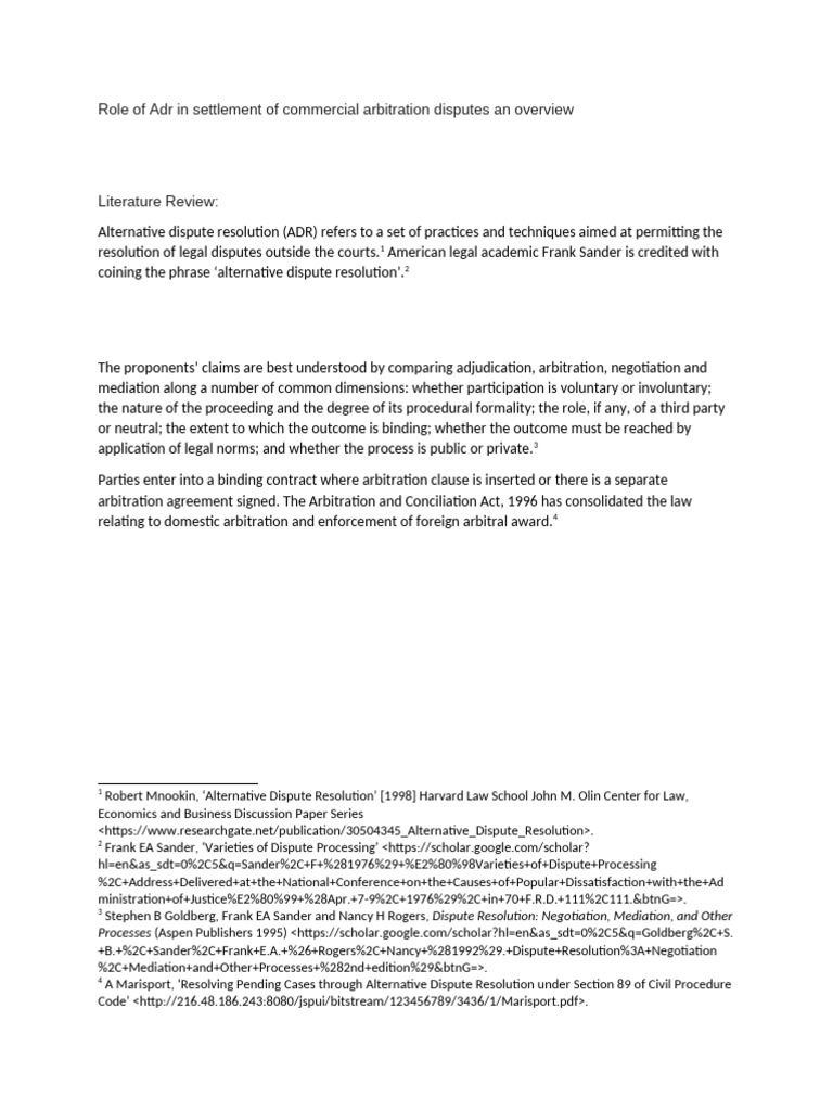 ADR in Commercial Arbitration | PDF