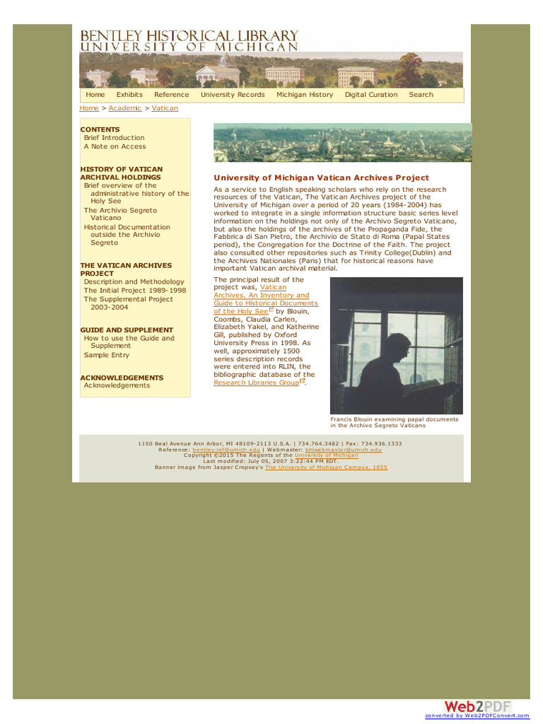 Vatican Archives Project | PDF | Pope | Holy See