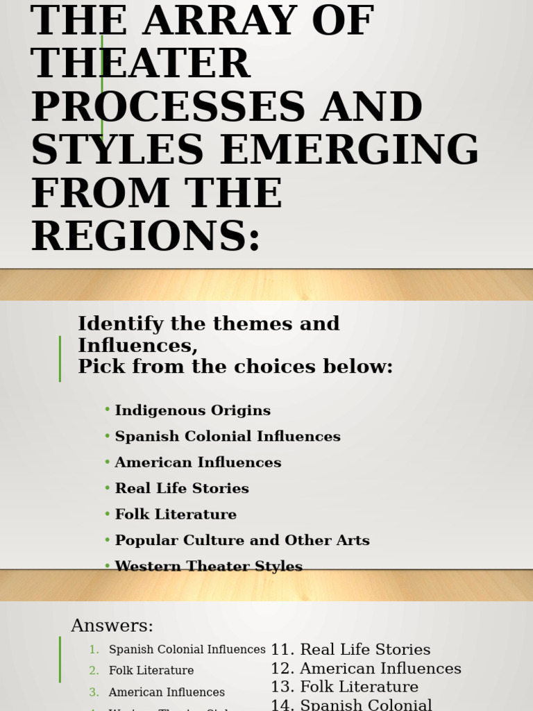 The Array of Theater Processes and Styles Emerging | PDF | Evaluation
