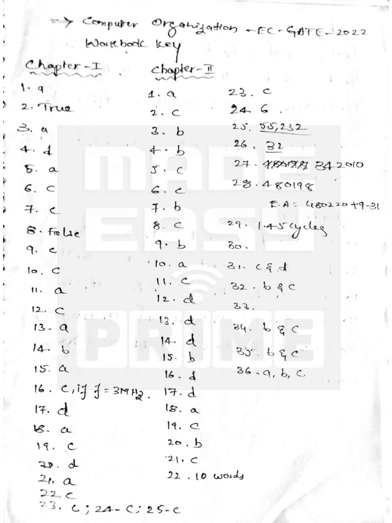 CO - WB Answer Key Notes | PDF