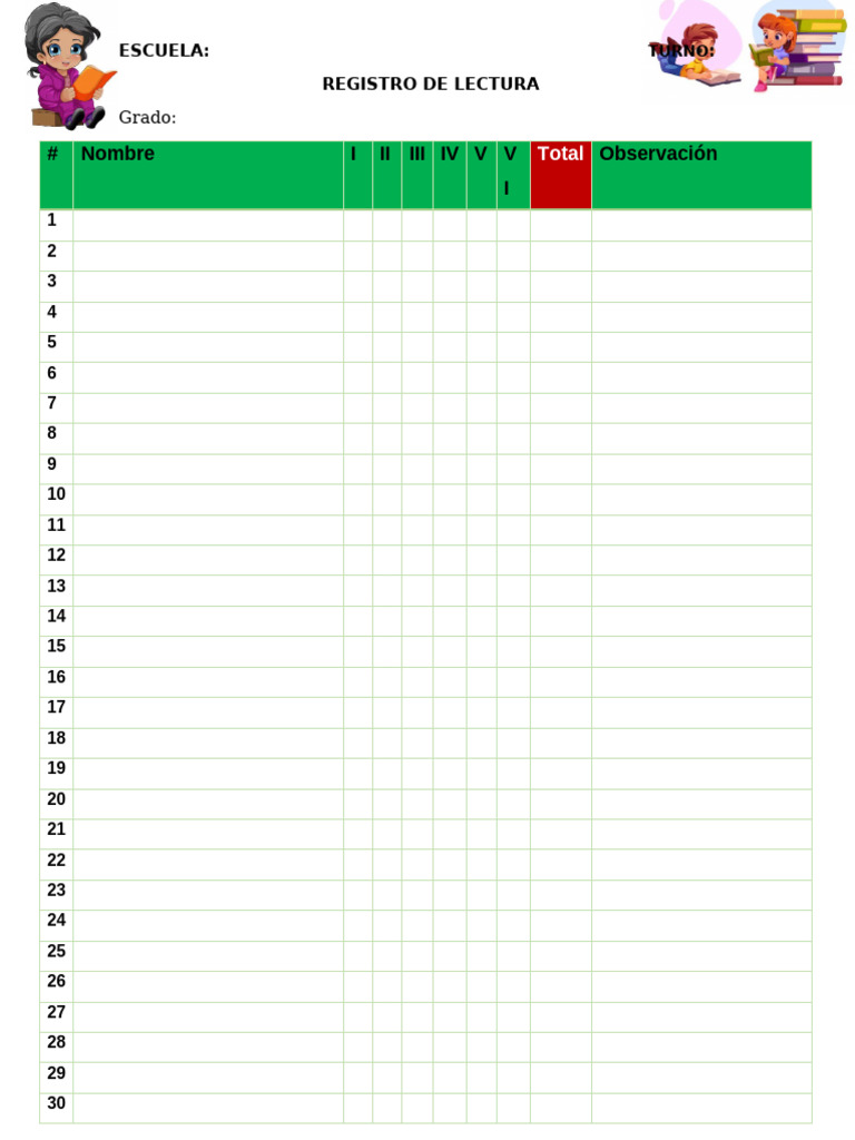 Registro de Evaluación de Lectura | PDF