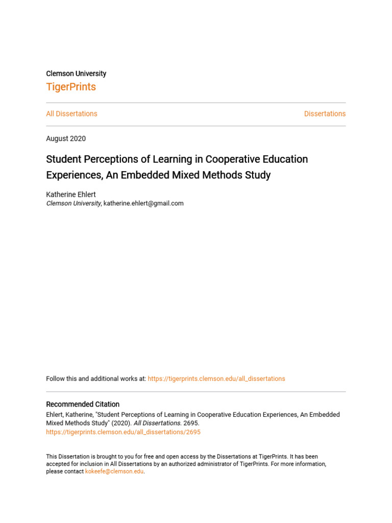 Student Perceptions of Learning in Cooperative Education Experien | PDF ...