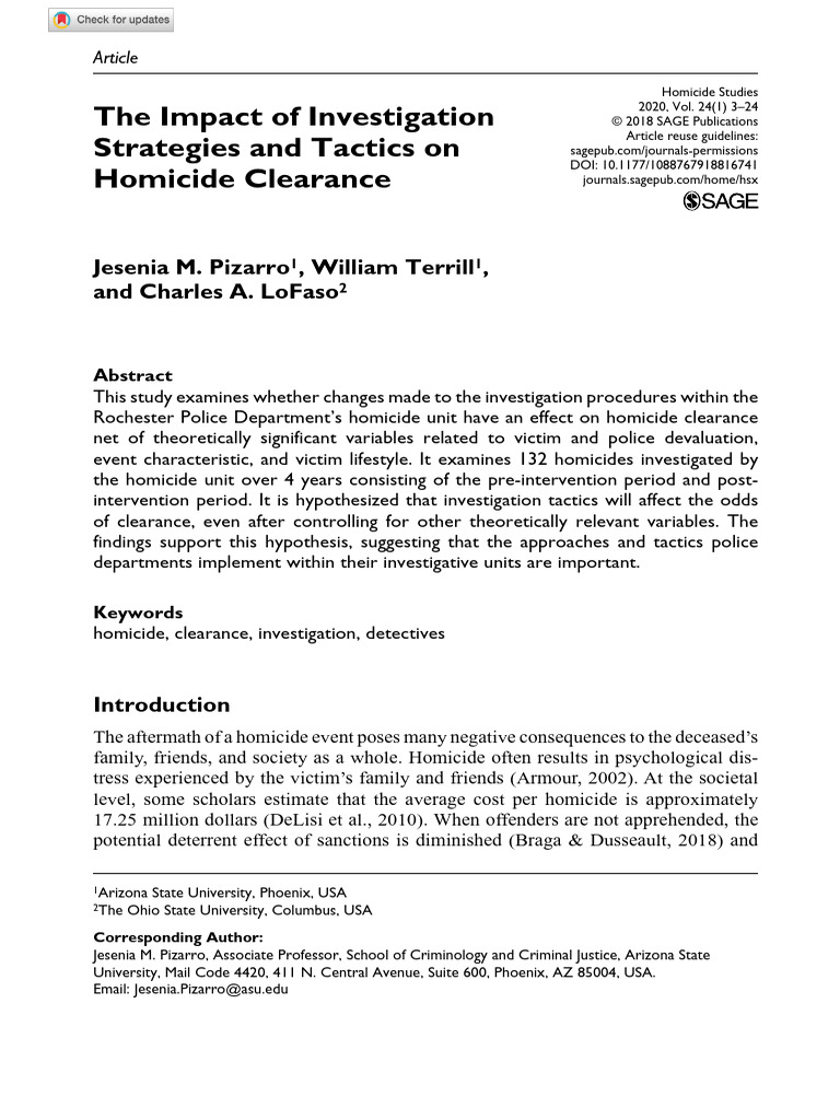 The Impact of Investigation Strategies and Tactics On Homicide ...