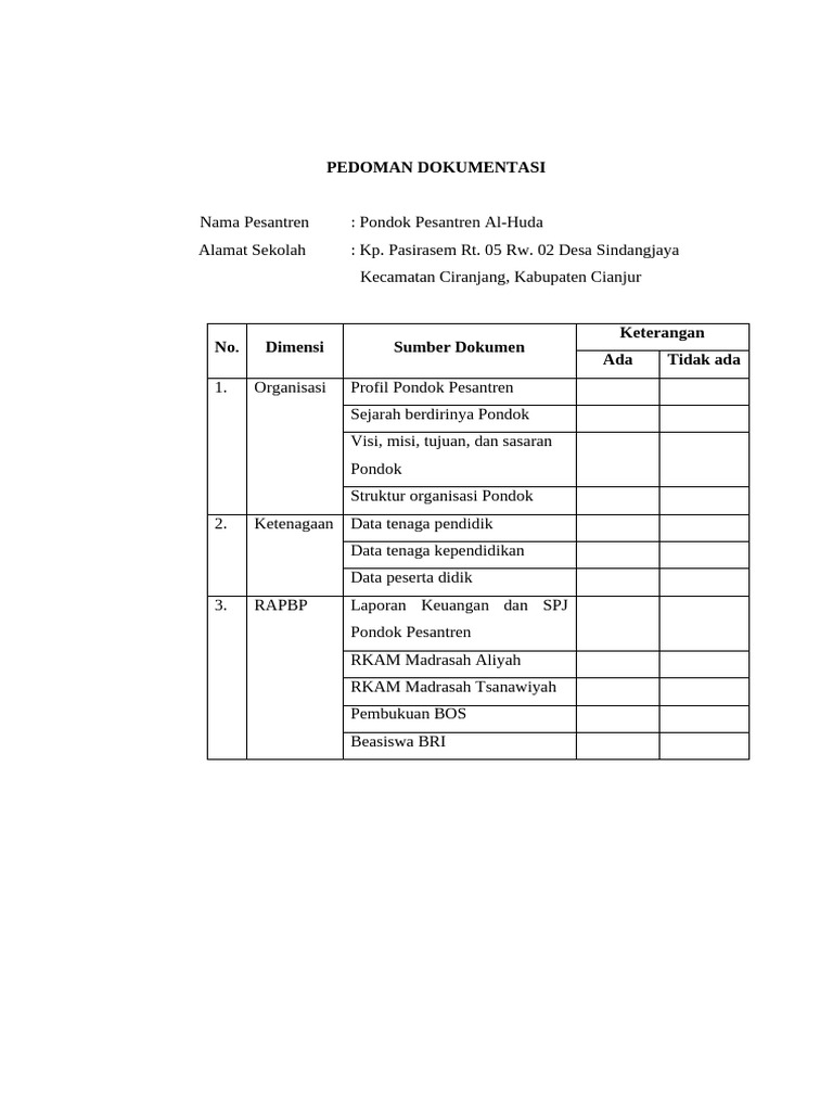 Contoh PEDOMAN DOKUMENTAS1 | PDF